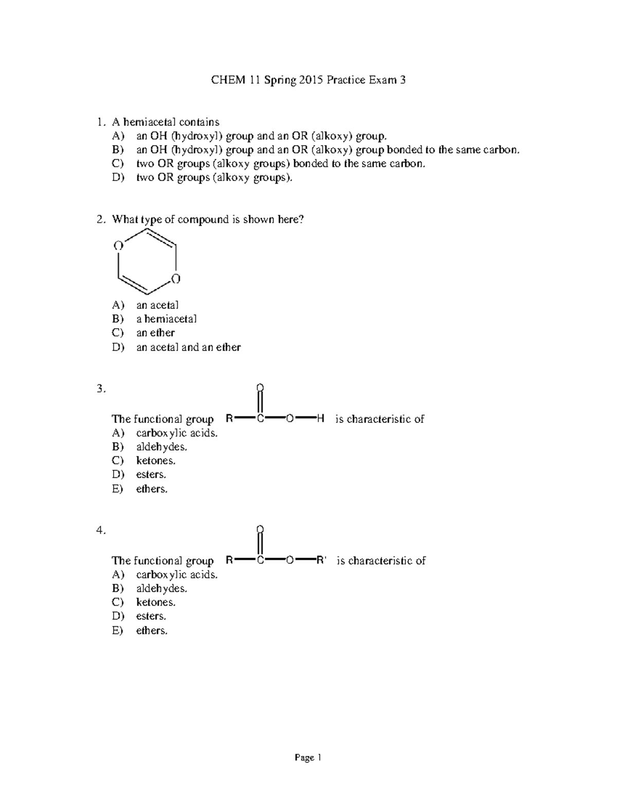 CHEM 11 Spring 2015 Practice Exam 3 Solutions & Review - Studocu