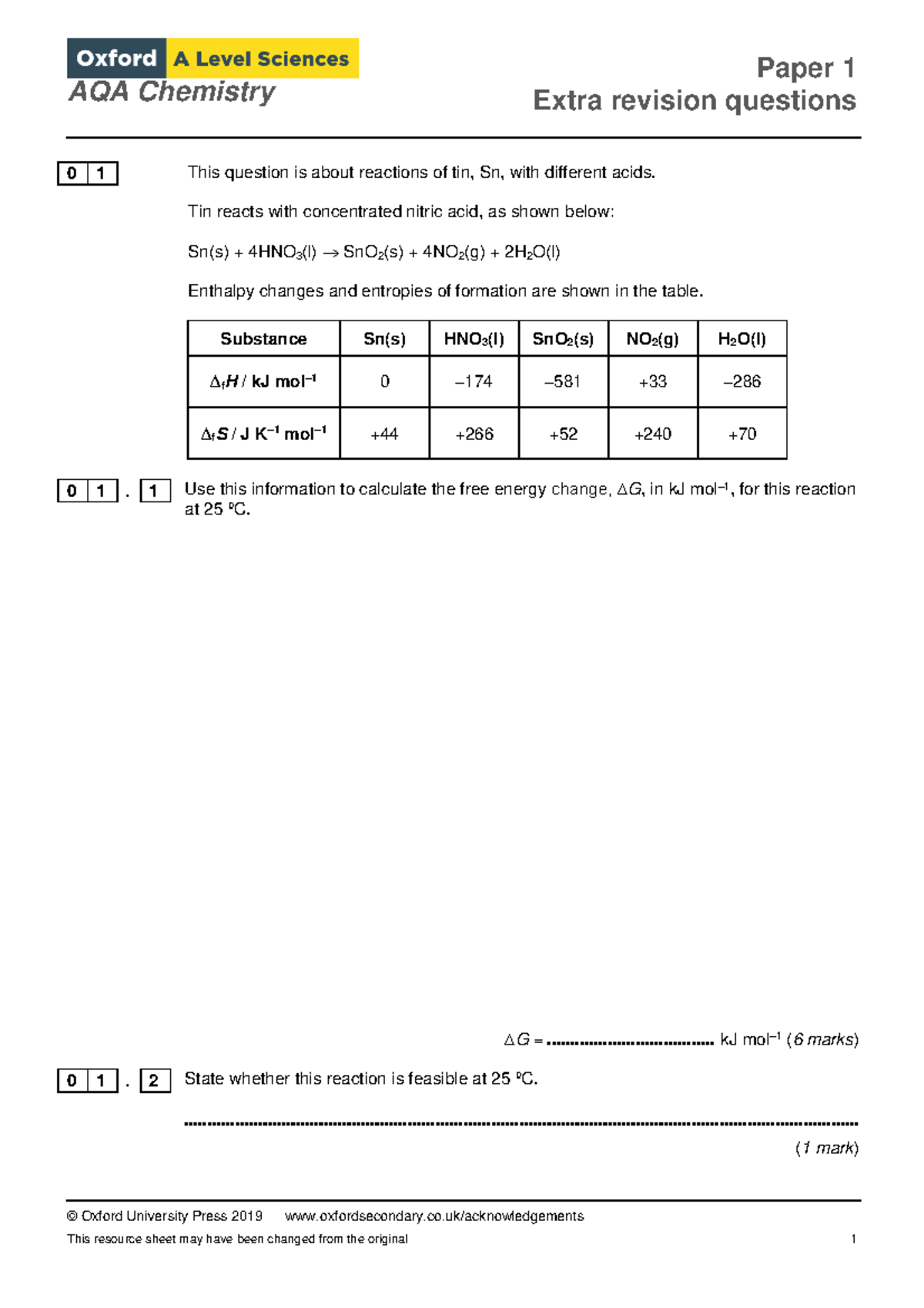 AQA Chemistry Paper 1 Extra Revision Questions - Studocu