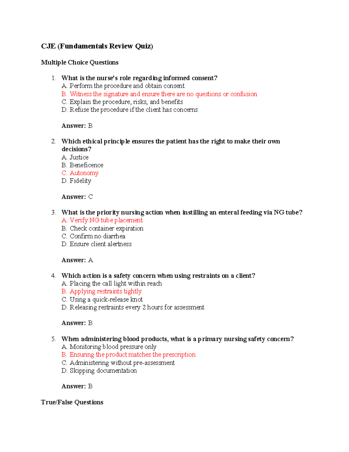 CJE Fundamentals Review Quiz – Key Concepts & Practice Questions - Studocu