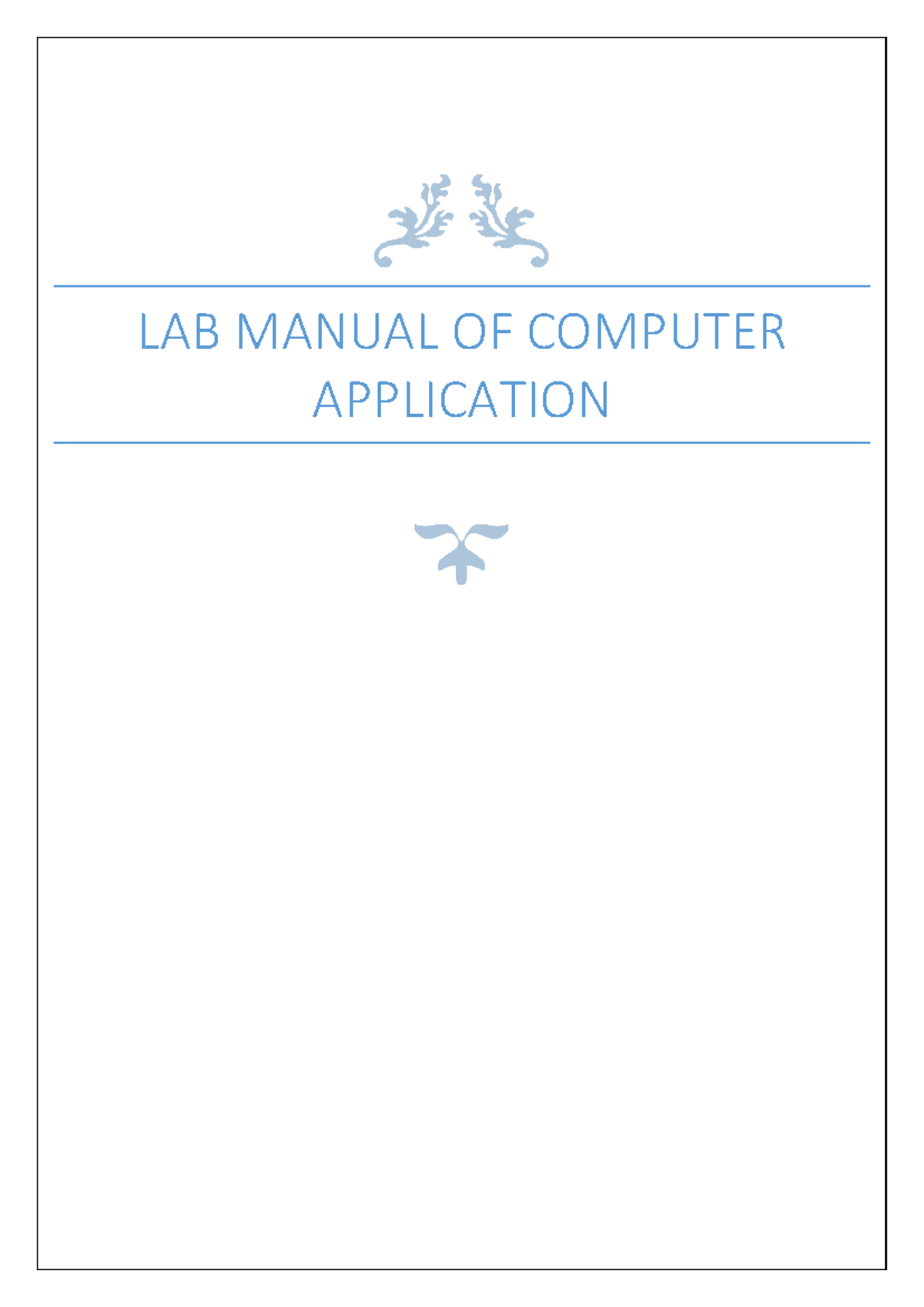1ST YEAR- COMP.APPL- LAB Manual - LAB MANUAL OF COMPUTER APPLICATION ...