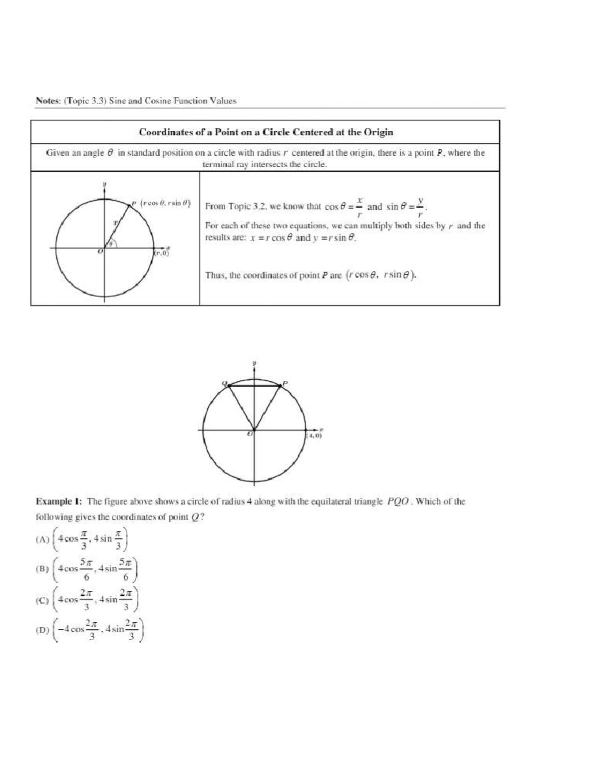 AP Precalc - 3.4 Notes: Sine & Cosine Function Values - Studocu