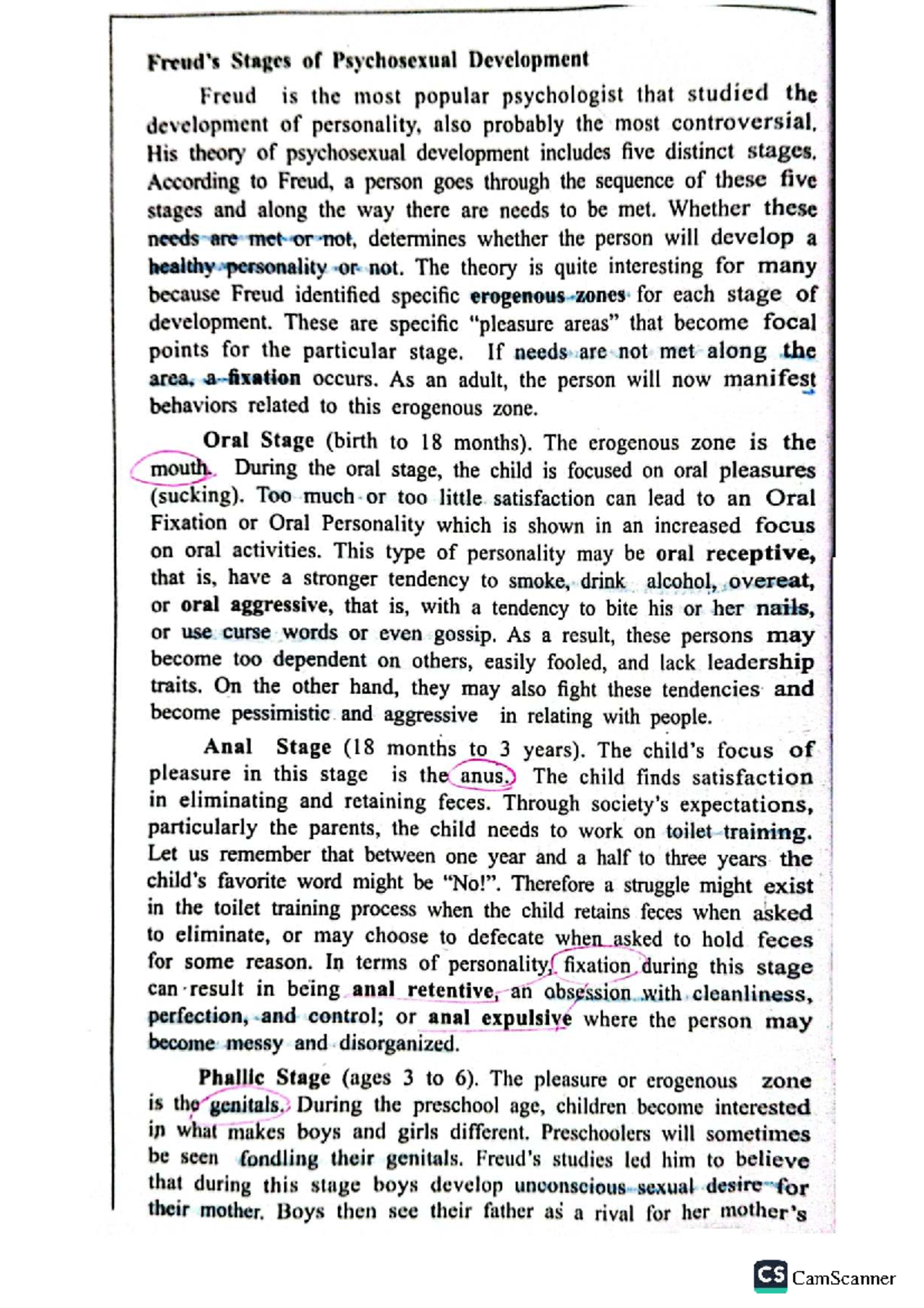 CS 101: Stages of Psychosexual Development According to Freud - Studocu