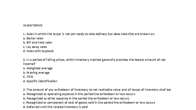 Chapter 7: Understanding Inventories and Their Accounting Methods - Studocu