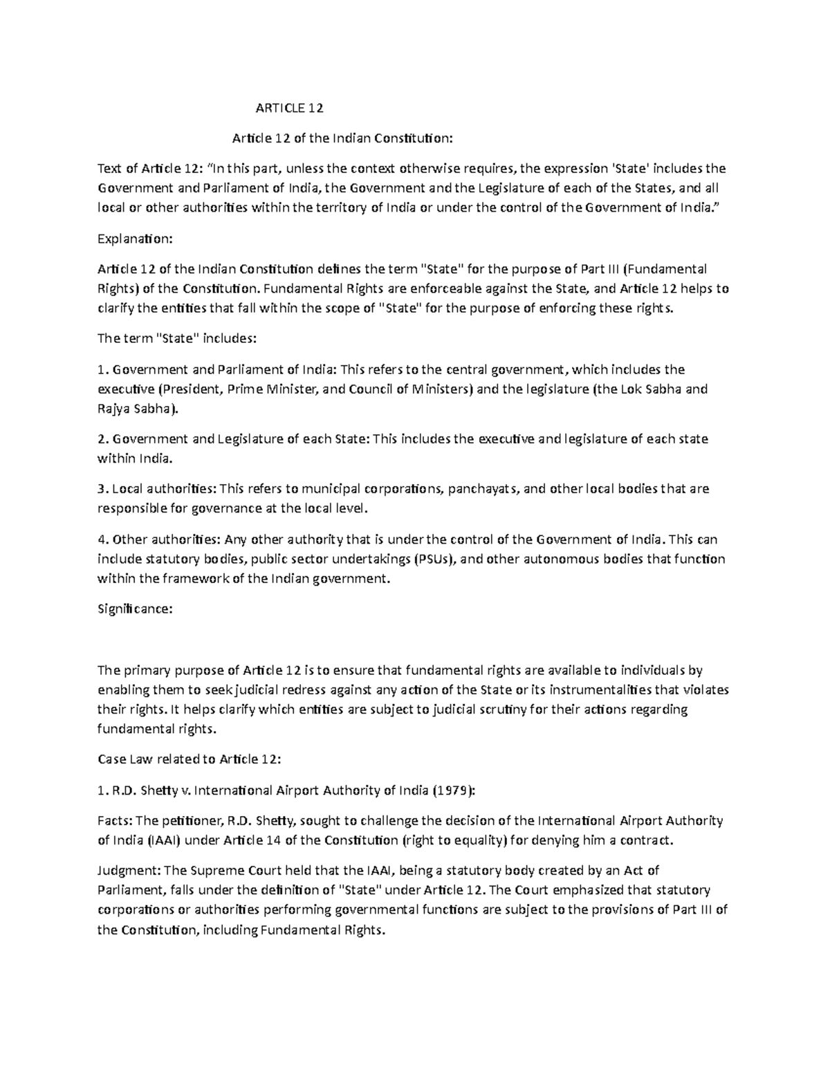 Constitutional Insights: Article 12 and Fundamental Rights Analysis ...