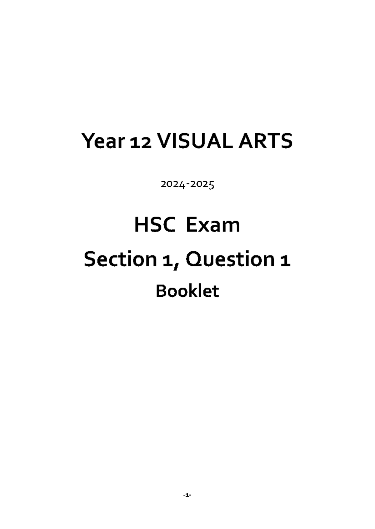 VA HSC Exam S1 Q1: Visual Arts Revision Booklet 2023 - Studocu