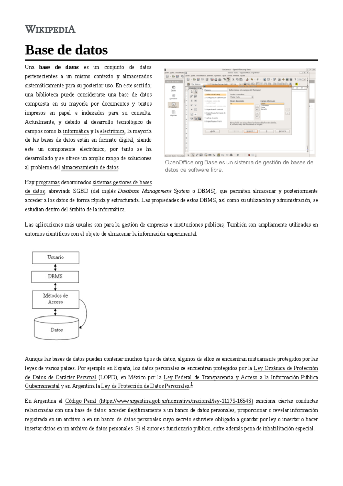 Proyecto base de datos - Base de datos Una base de datos es un conjunto ...