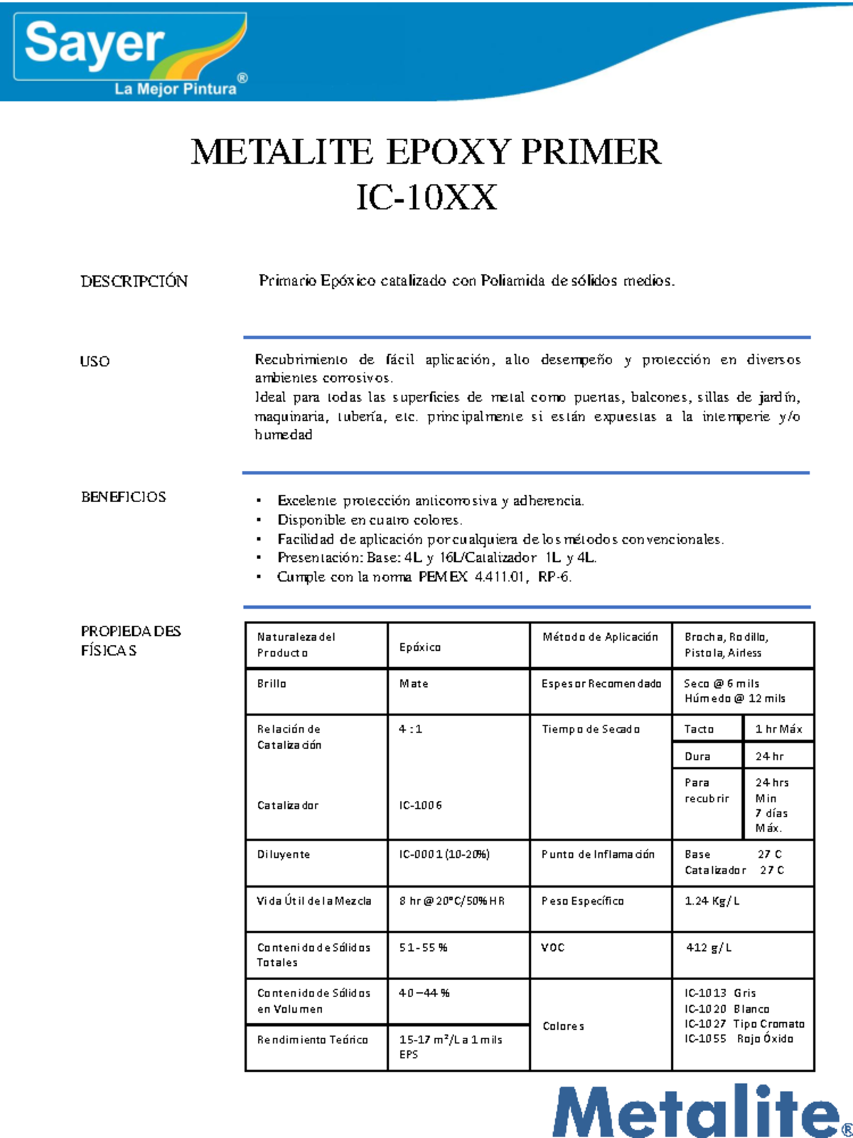 IC10XX - Especificaciones del Primario Epóxico Metalite y su Aplicación ...