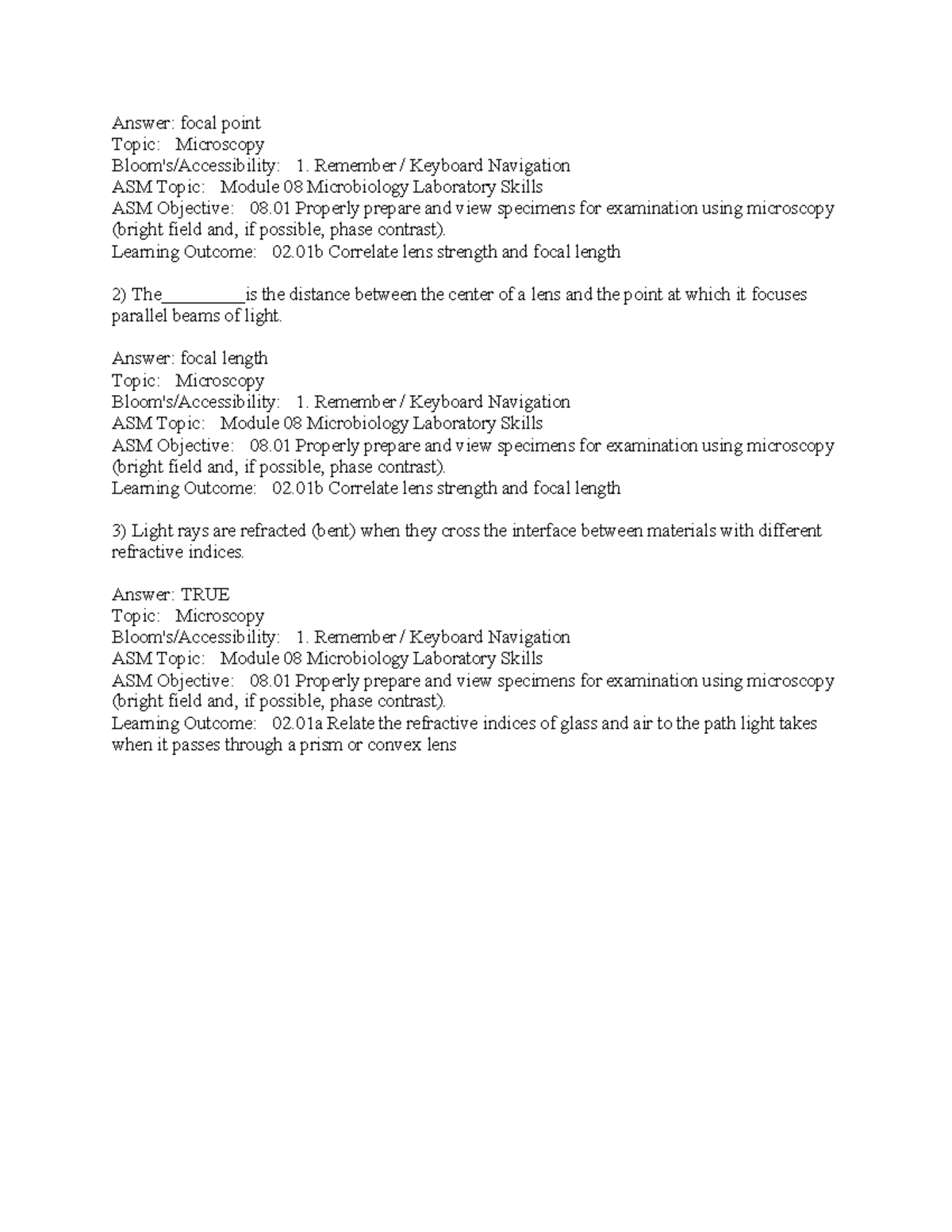 Microbiology Lab Skills Test Bank (ASM Module 08) - Studocu