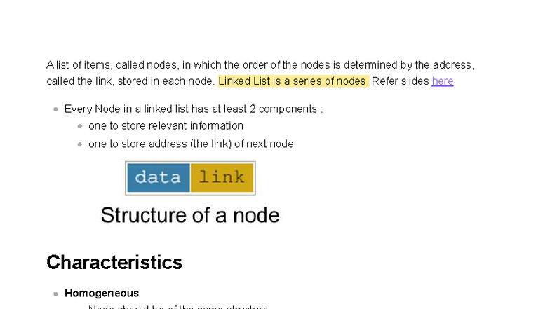 Linked List Overview and Operations - CS101 Lecture Notes - Studocu