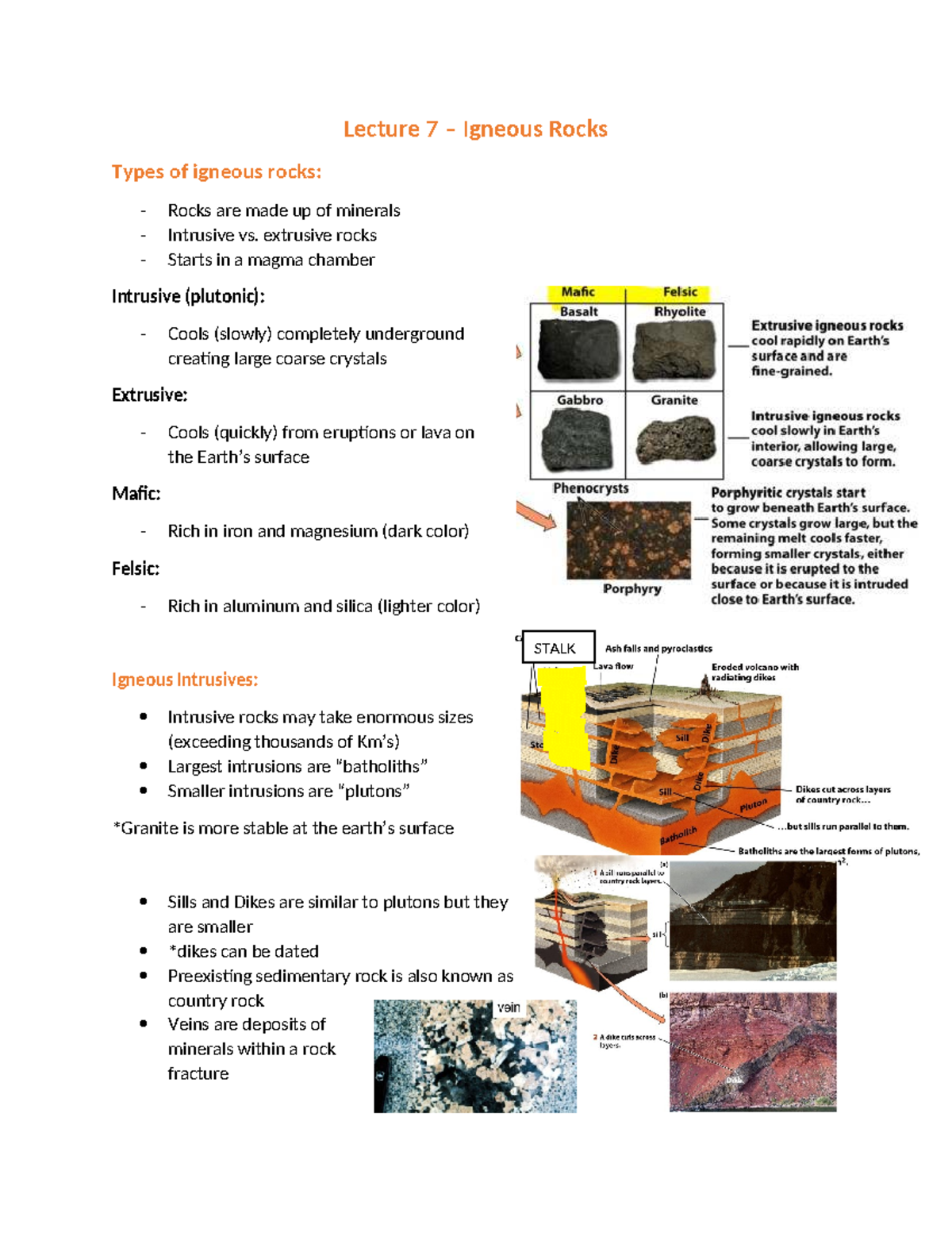 Lecture 7 - Types and Composition of Igneous Rocks - Studocu