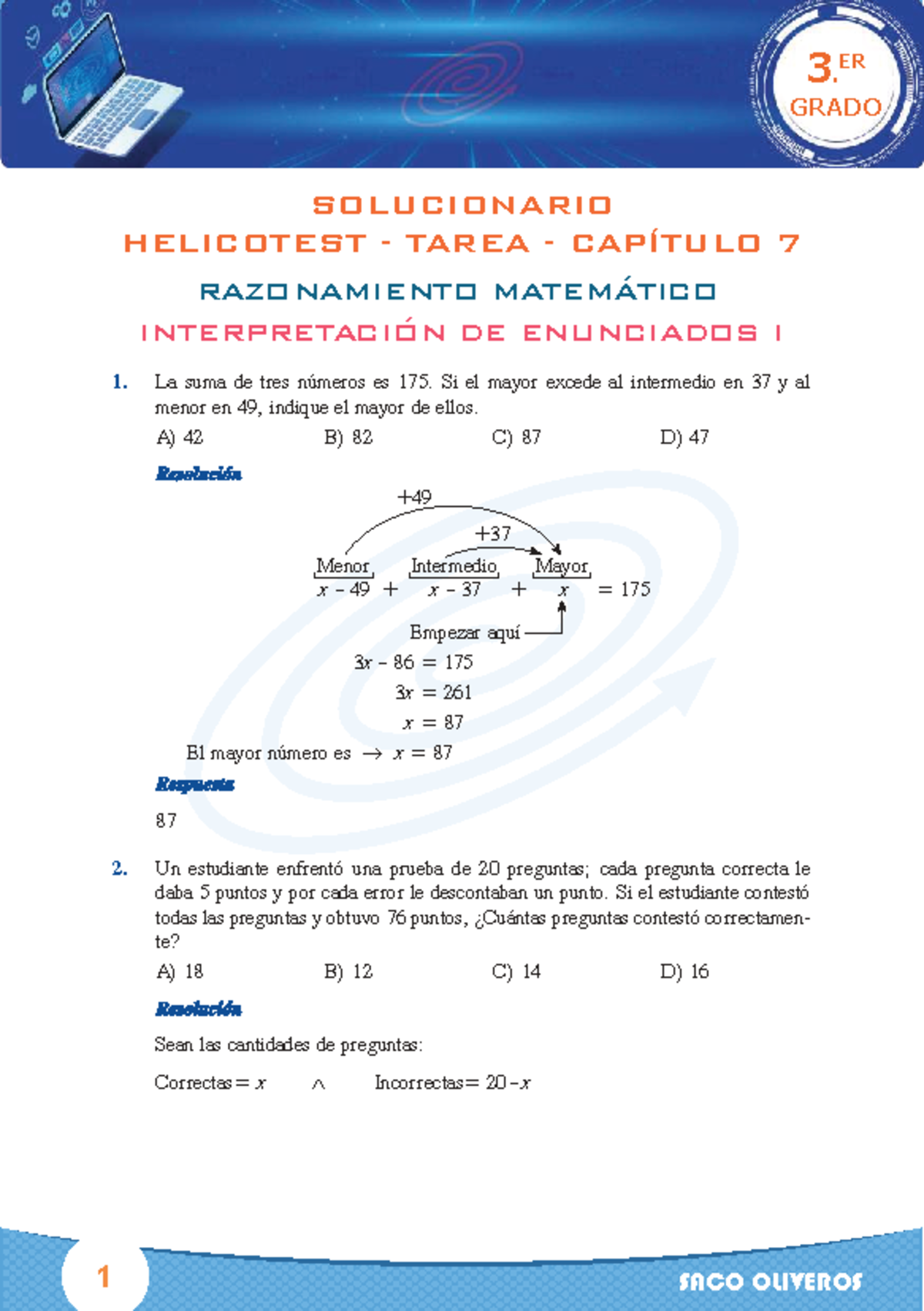 5 RM 3 Tarea Capítulo 7 - Solucionario Razonamiento Matemático - Studocu