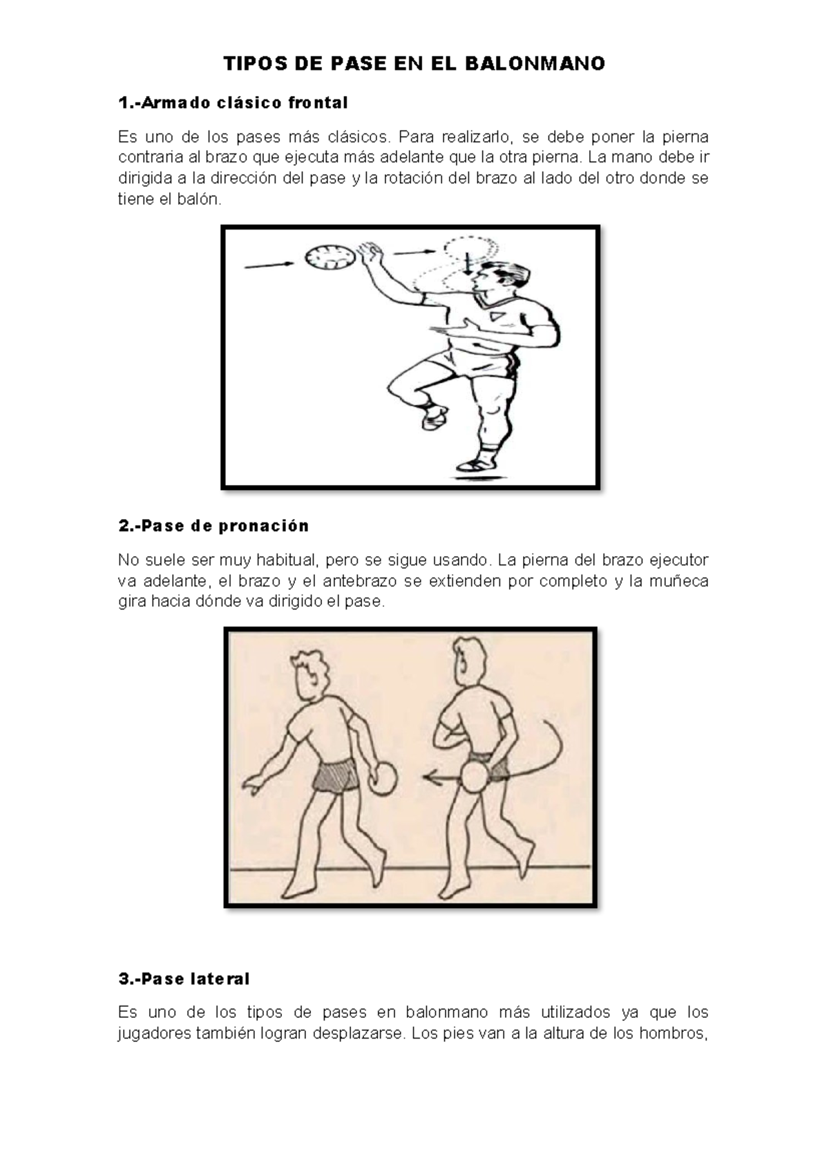 Tipos de Pase en Balonmano: Estrategias y Técnicas Esenciales - Studocu