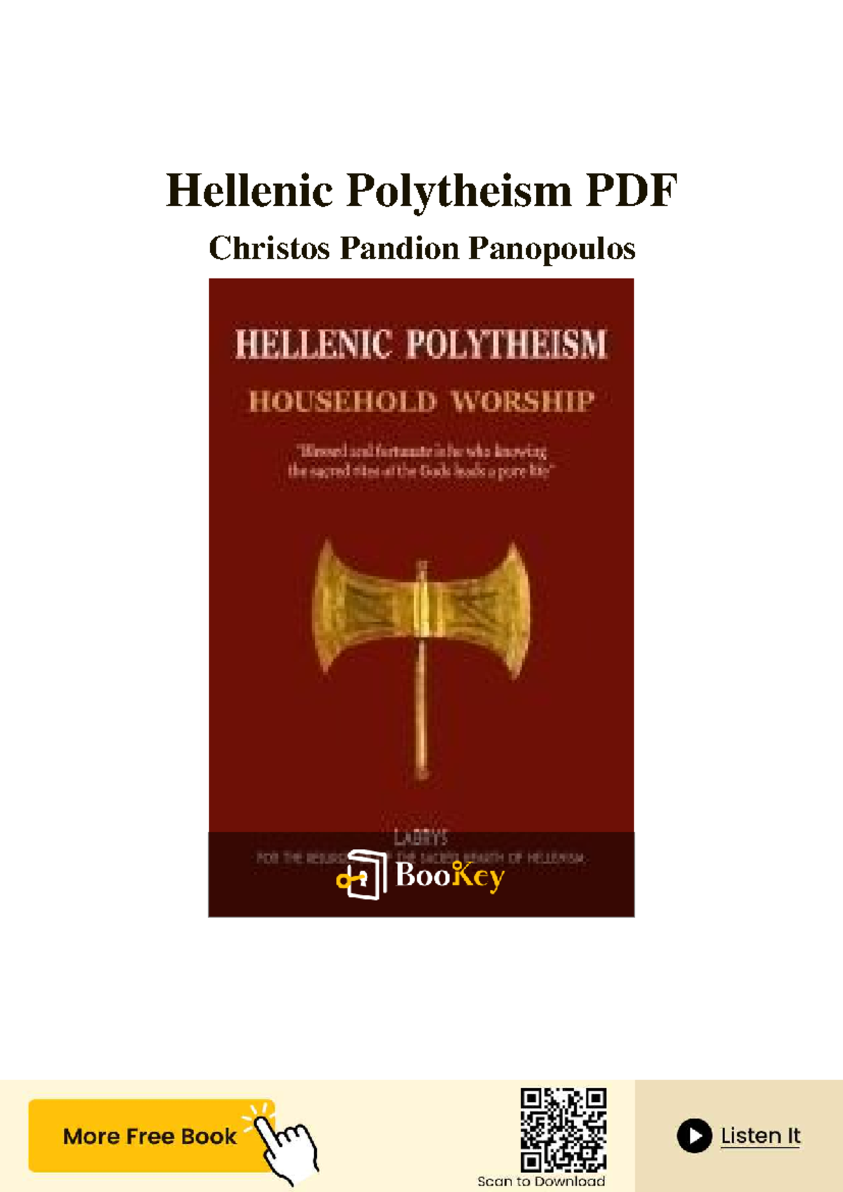 Hellenic Polytheism: An Introductory Guide to Household Worship - Studocu