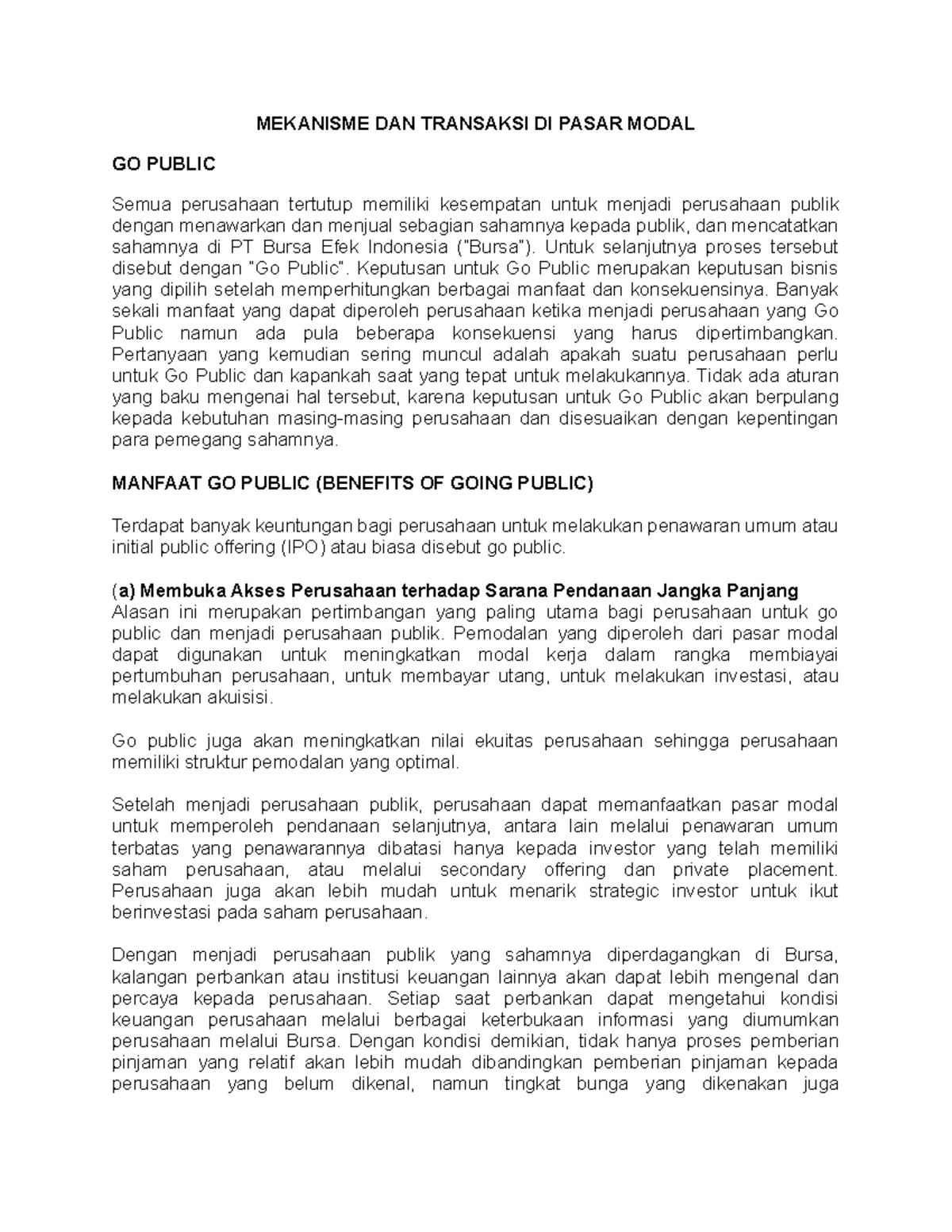Mekanisme Transaksi Pasar Modal - MEKANISME DAN TRANSAKSI DI PASAR ...