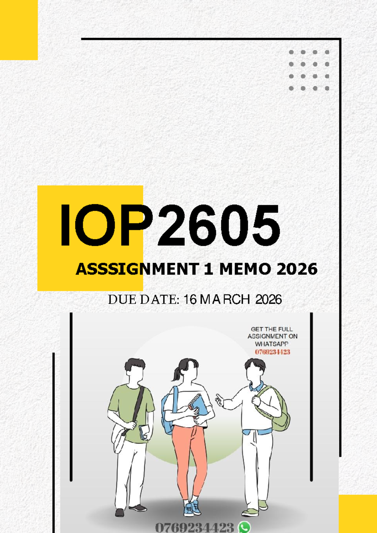 IOP2605 Assignment 1: Characteristics of Human Personhood (Due 16 March ...