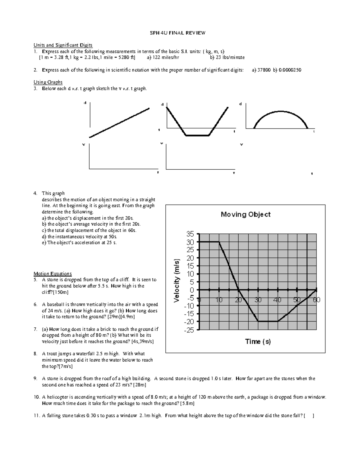 SPH4U Final Exam Comprehensive Review for Physics Topics - Studocu
