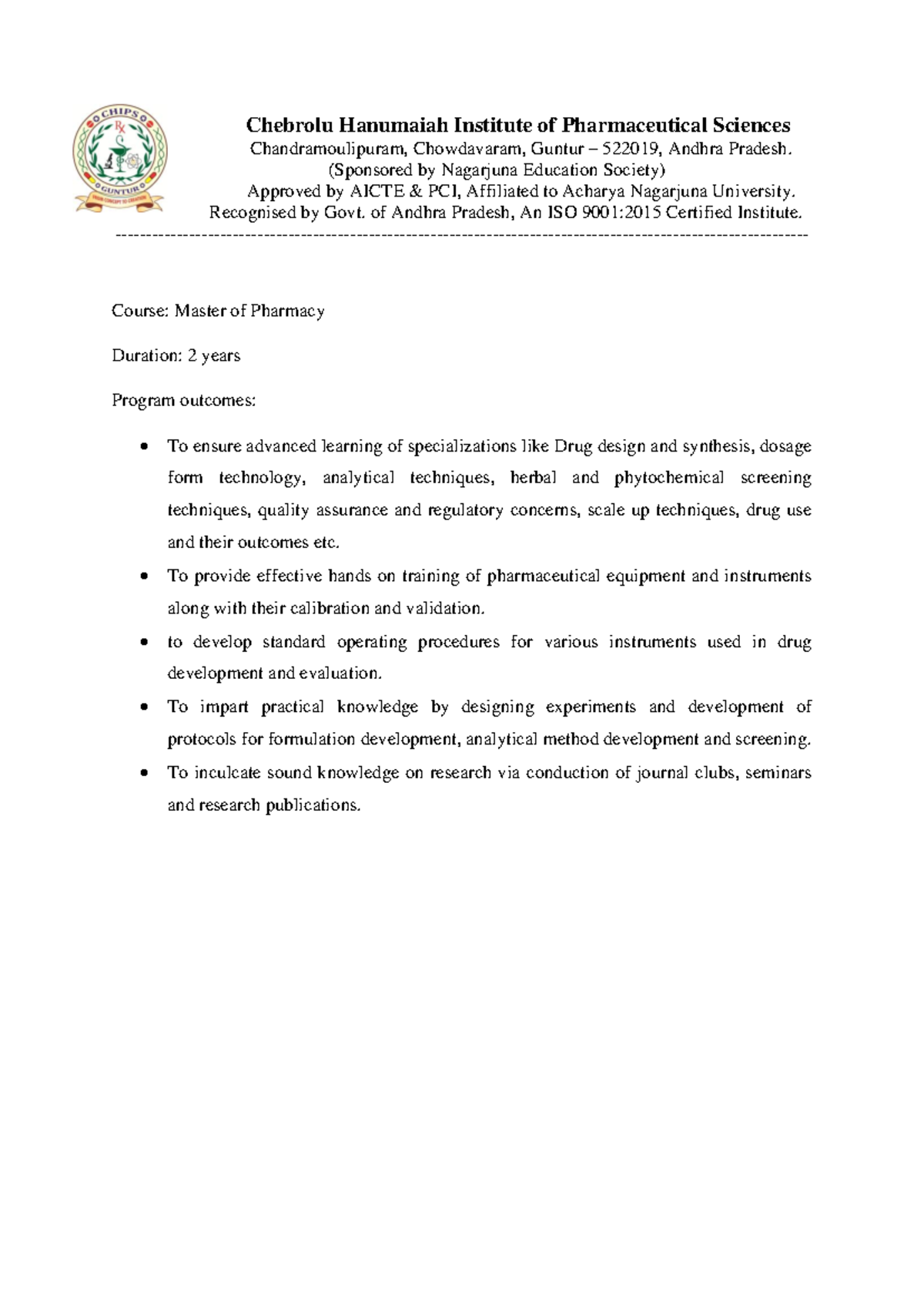 M.Pharmacy Course Overview: Advanced Pharmaceutical Sciences and ...