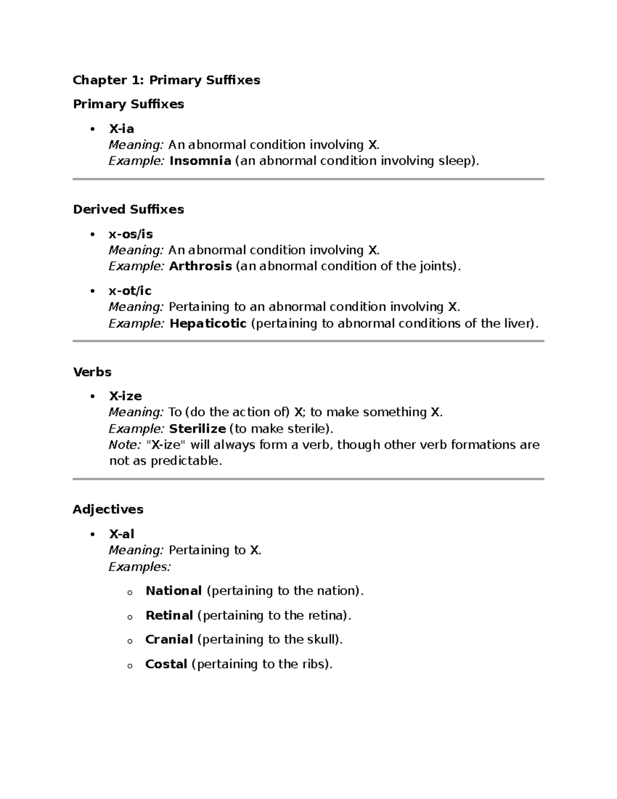 Chapter 1 - Chapter 1: Primary Suffixes Primary Suffixes X-ia Meaning ...
