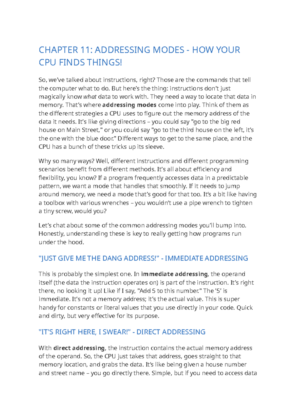 CHAPTER 11: ADDRESSING MODES EXPLAINED SIMPLY (CS101) - Studocu