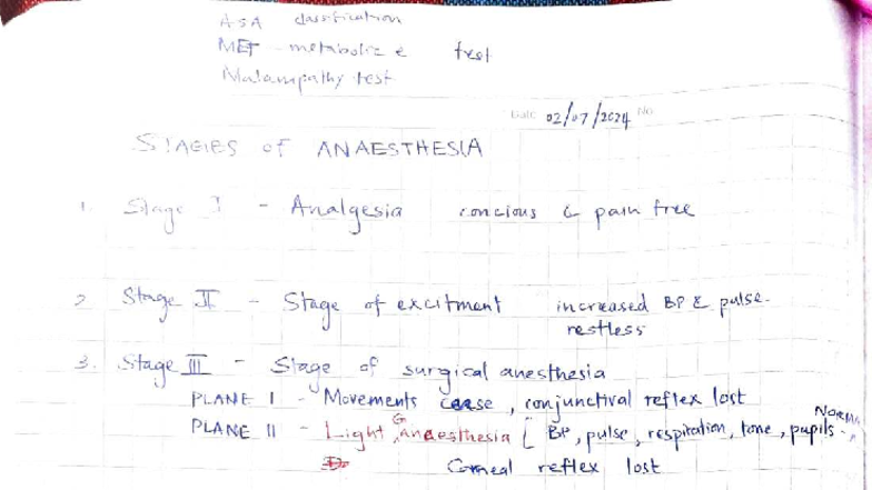 Anaesthesia class METS and ASA classification - ASA classification MET ...