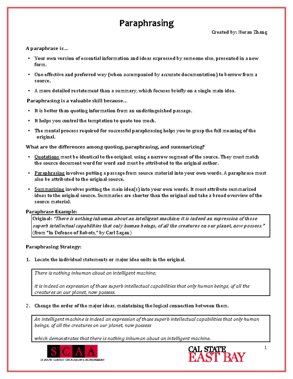 Paraphrasing Practice Exercise (ENG 101) - Skills and Strategies - Studocu