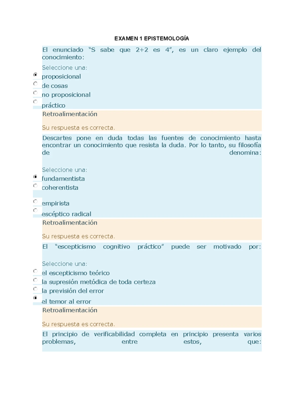 Examen Módulo 1 (EPISTEMOLOGÍA): Preguntas y Respuestas Clave - Studocu