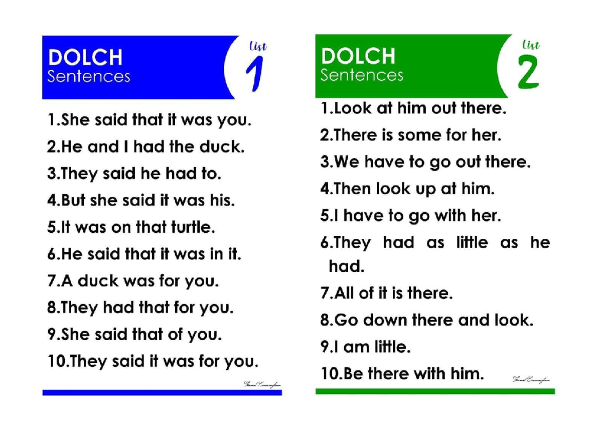 Dolch sentences - list list DOLCH DOLCH Sentences 1 Sentences 2 1 at ...