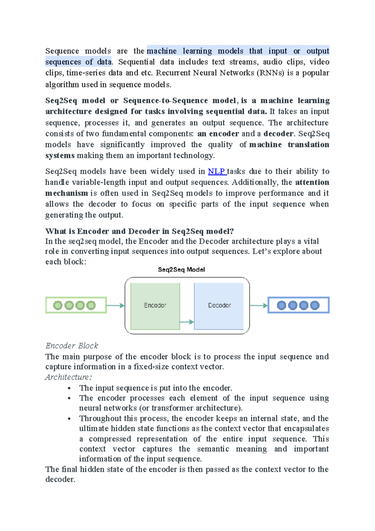 UNIT-4 Deep Learning: Understanding Seq2Seq Models and Architecture - Studocu