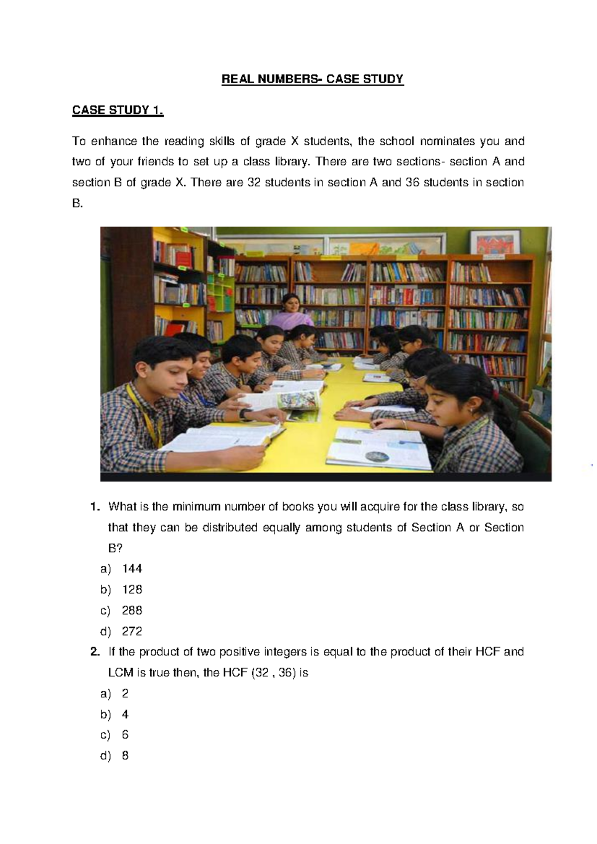 Maths X case based questions chapter wise - REAL NUMBERS- CASE STUDY ...