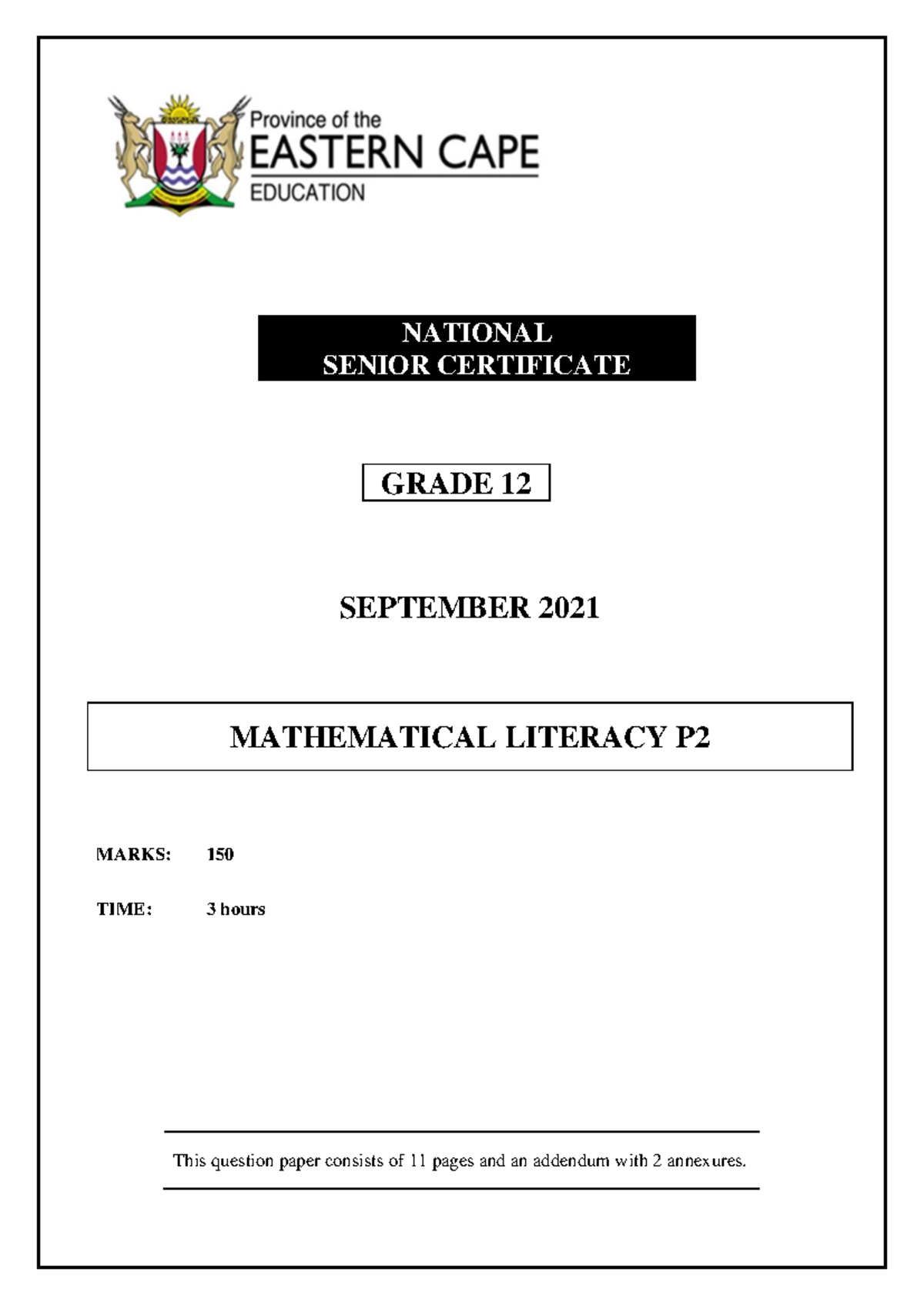 Maths LIT P2 QP GR12 SEPT2021 English - NATIONAL SENIOR CERTIFICATE ...