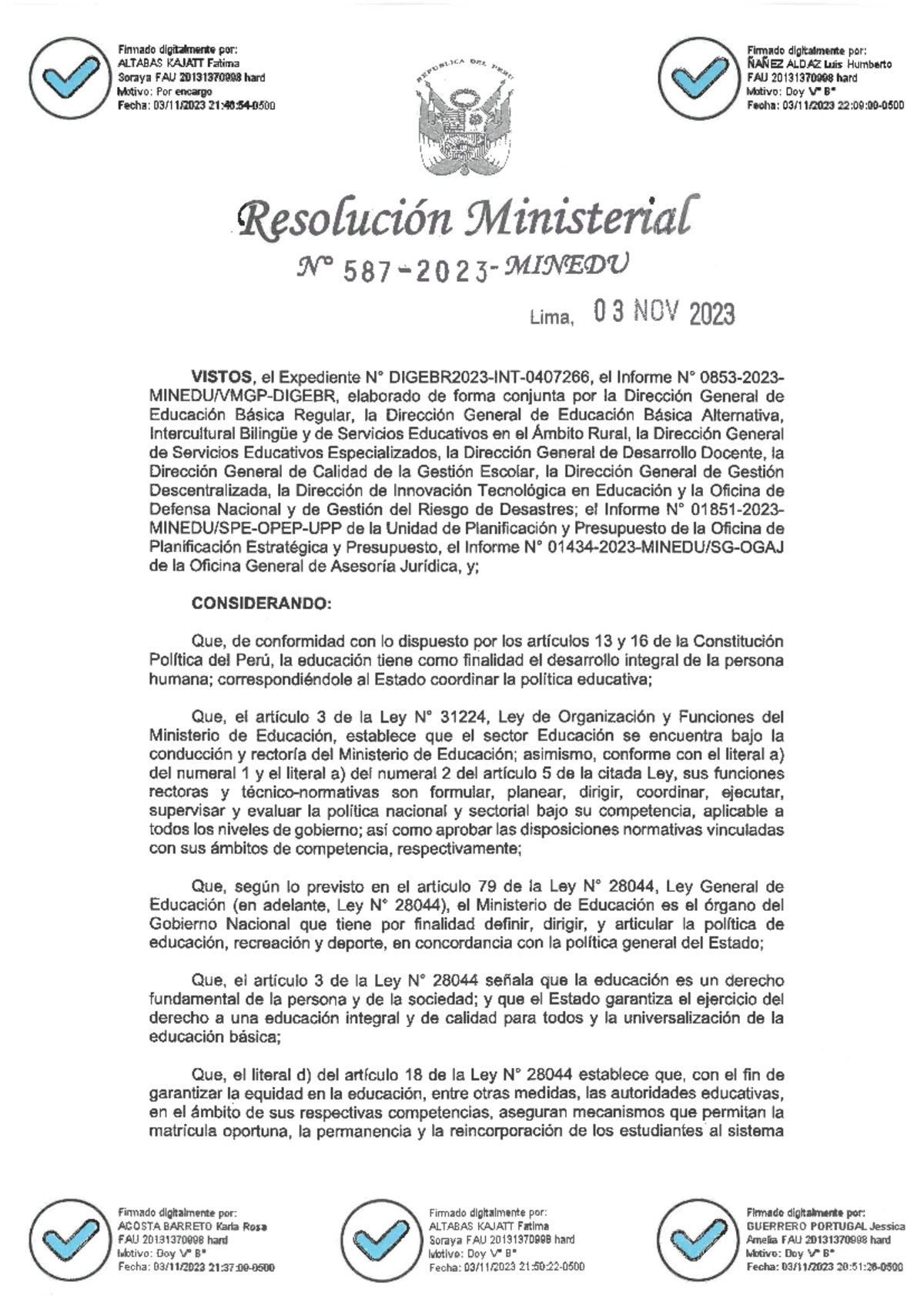 RM n- 587-2023-minedu Norma de Inicio Año Escolar 2024 - Lineamiento “Lineamientos para la - Studocu