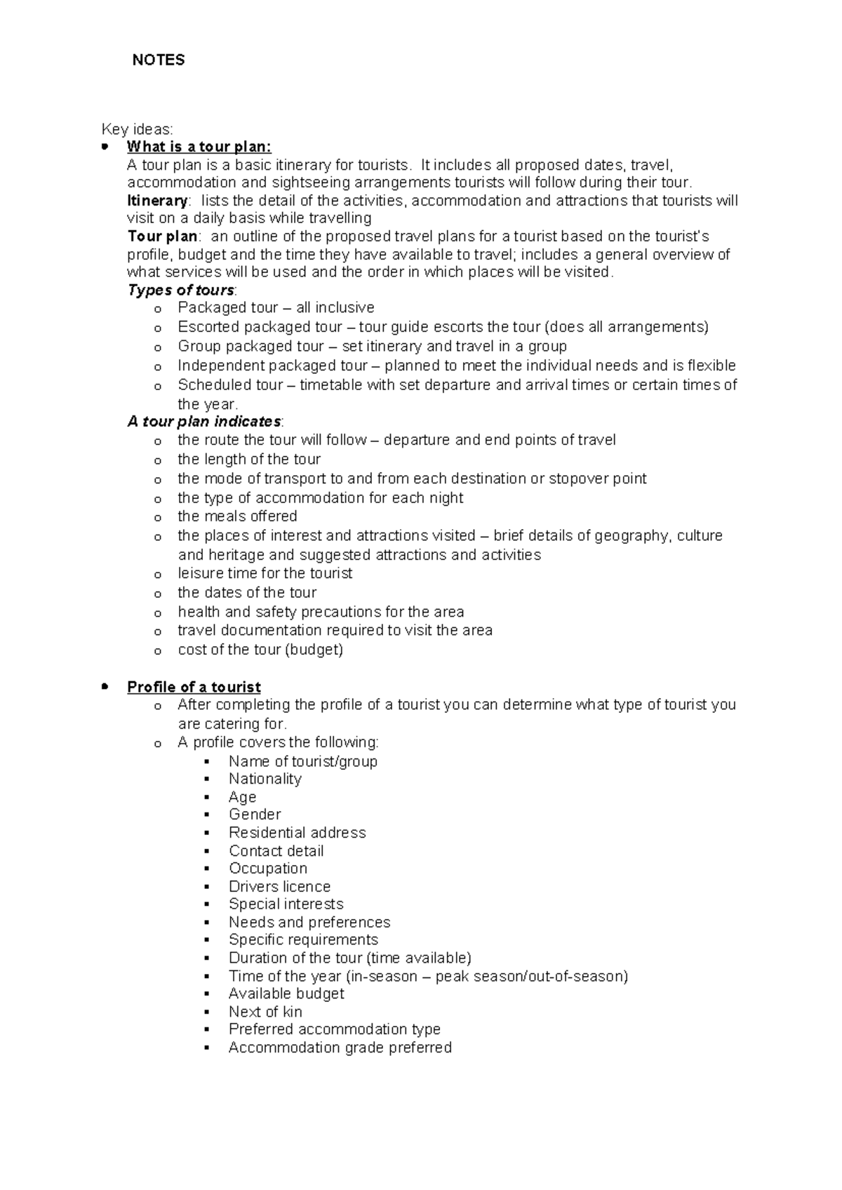 ITP 101: Itinerary & Tour Planning Notes for Travelers - Studocu