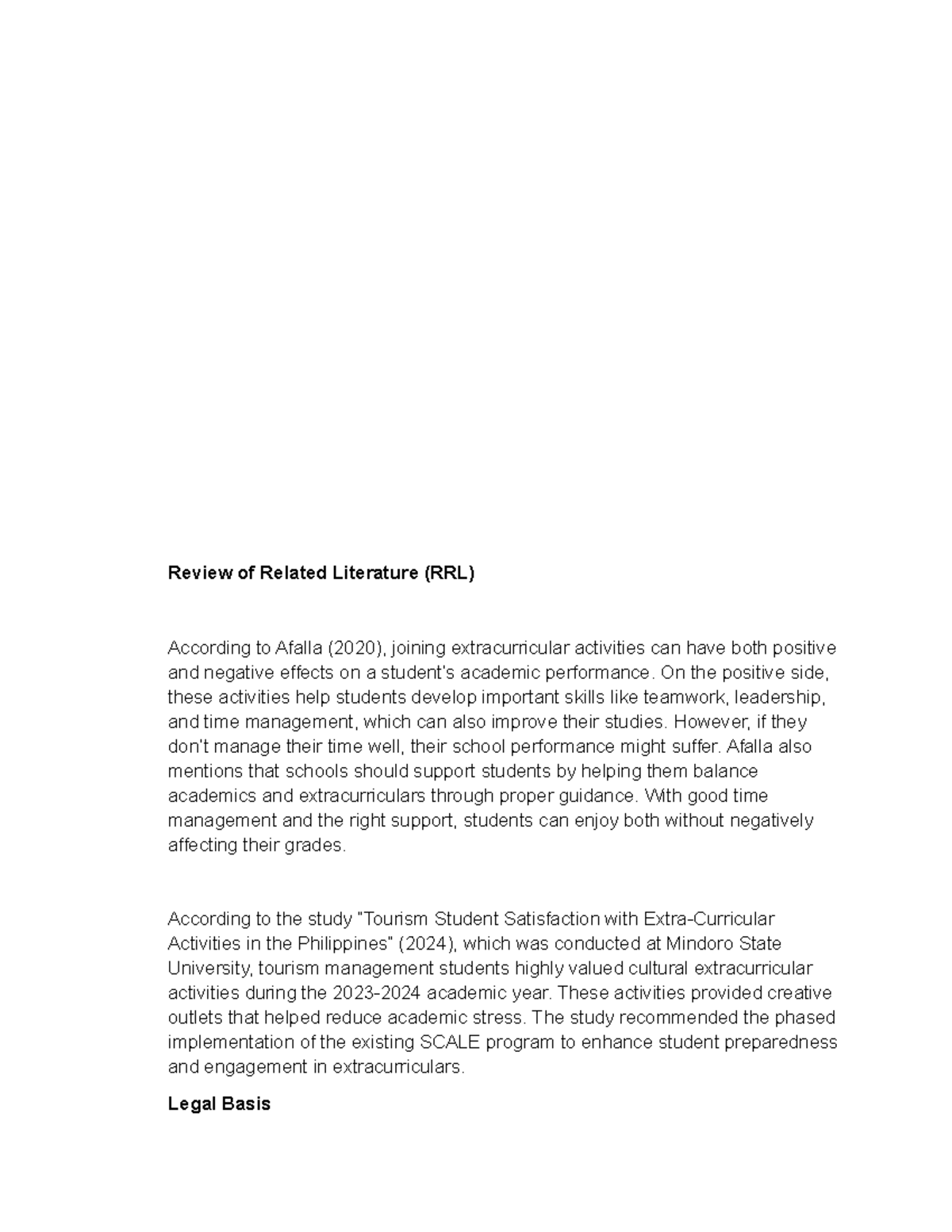 RRL on Extracurricular Activities' Impact on Academic Performance - Studocu