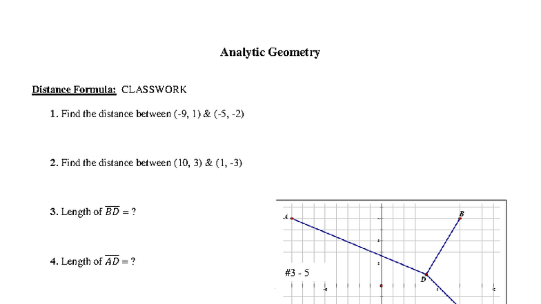 Analytic Geometry Classwork & Homework: Distance & Midpoint Formulas ...