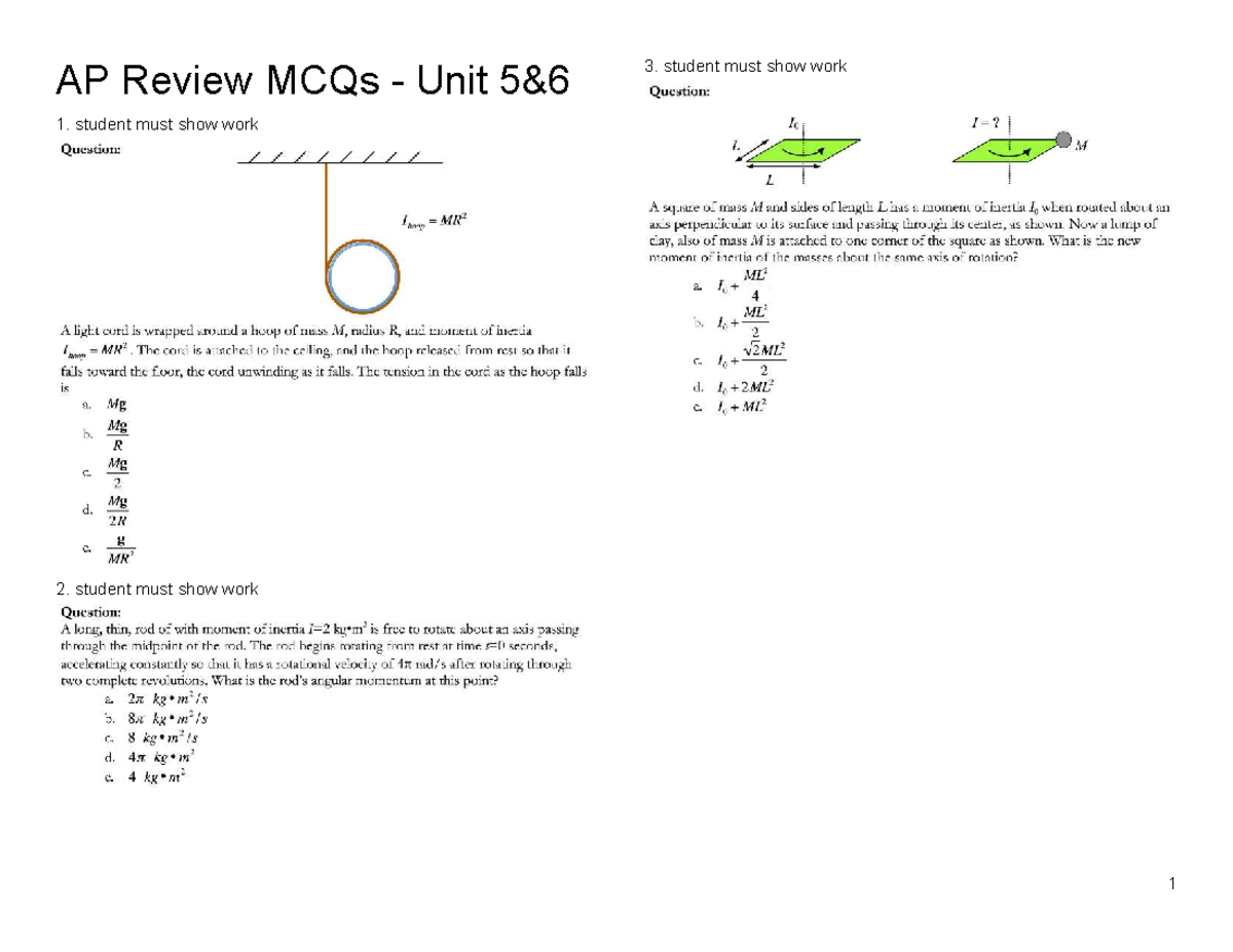AP+Review+MCQs+-+Unit+5+and+6+-+Rotational+Motion+and+Angular+Momentum ...