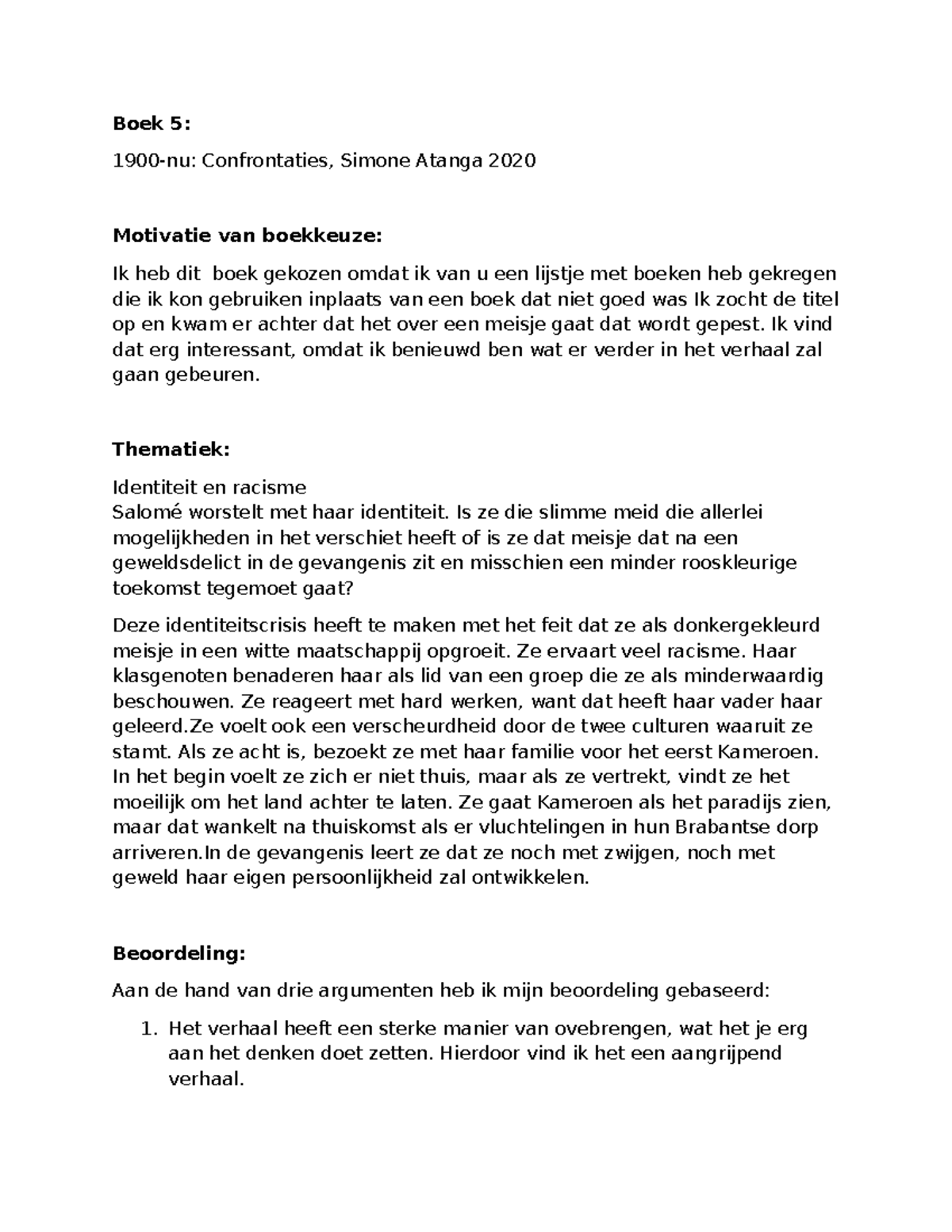 Boekverslag: Confrontaties (1900-nu) van Simone Atanga - Studeersnel