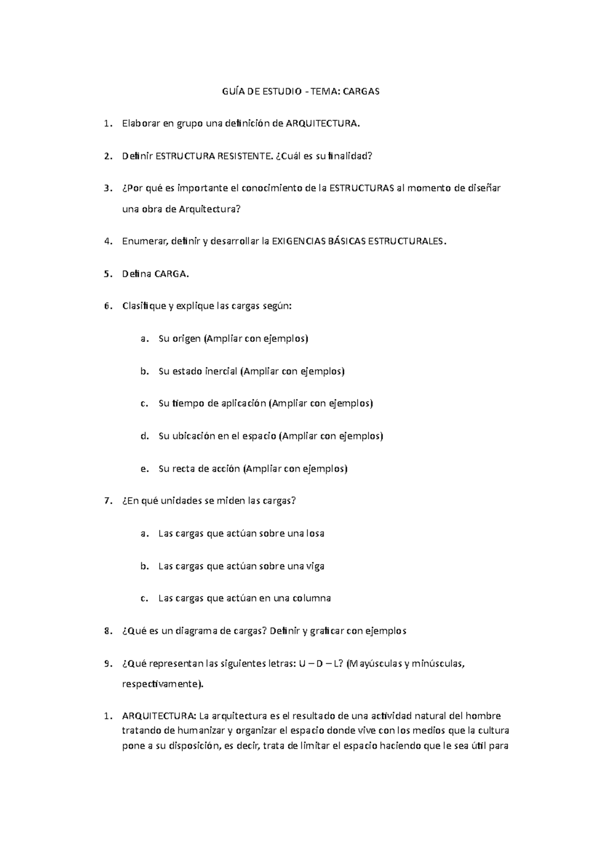 ITE 01 - GUÍA DE Estudio - Cargas - GUÍA DE ESTUDIO - TEMA: CARGAS ...