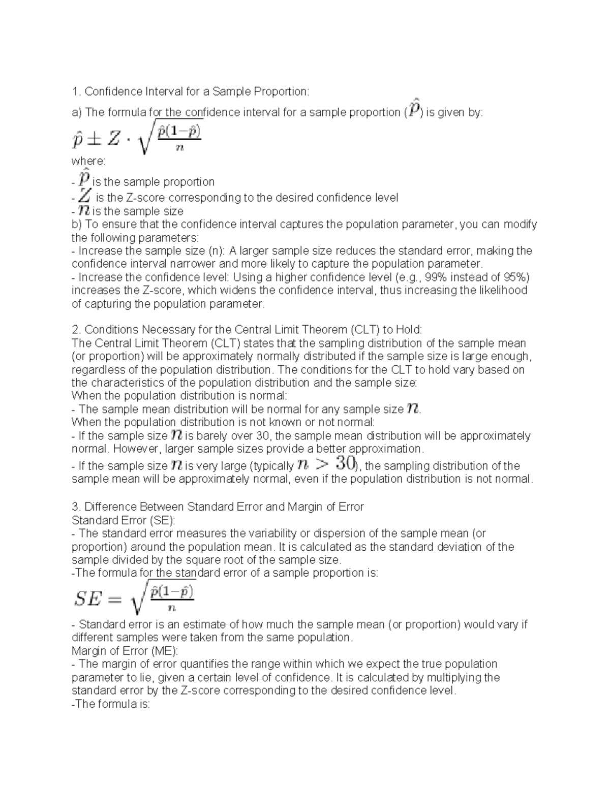 MATH 1281 - Unit 1 Discussion: Confidence Intervals & CLT - Studocu