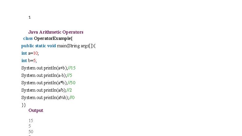 Java Arithmetic Operators Overview and Examples - Studocu
