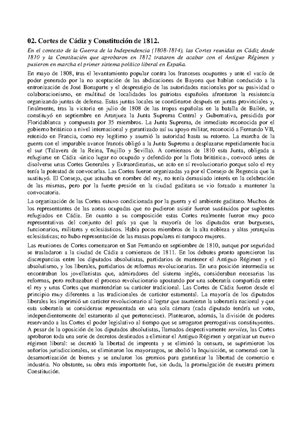 02. Cortes de Cádiz y la Constitución de 1812: Un Cambio Revolucionario ...