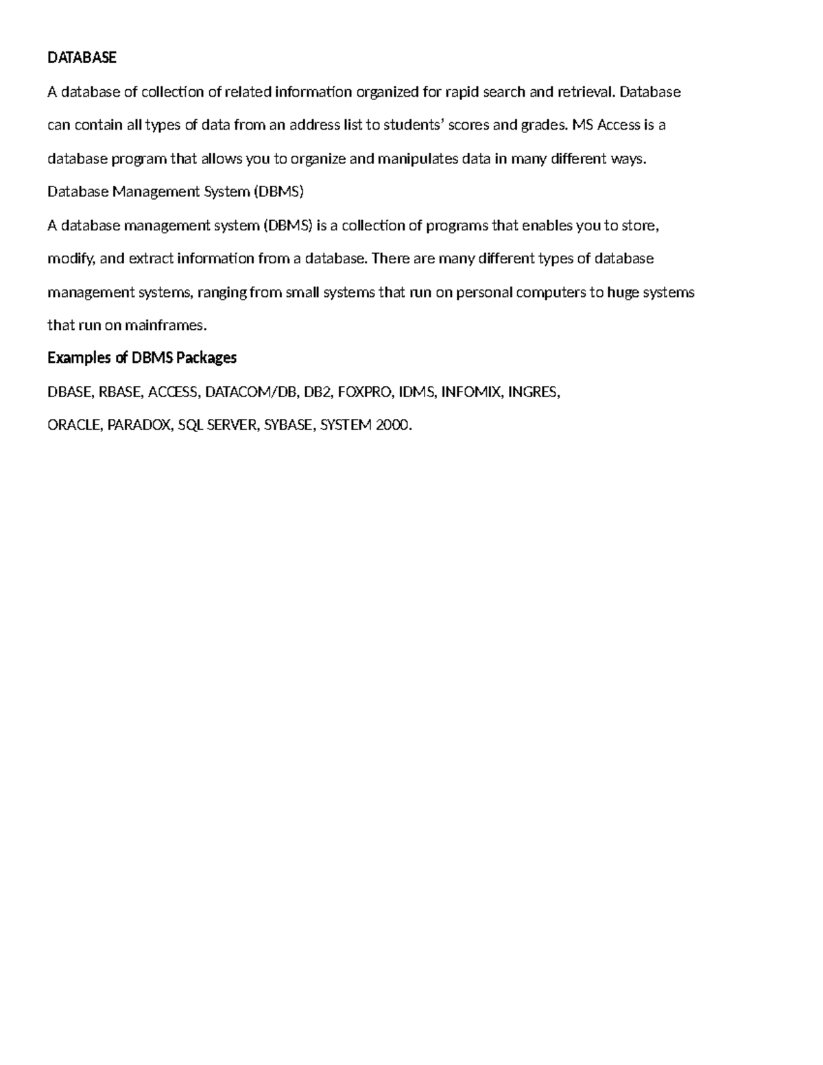 DATABASE 101: Understanding Database Management Systems and Tools - Studocu