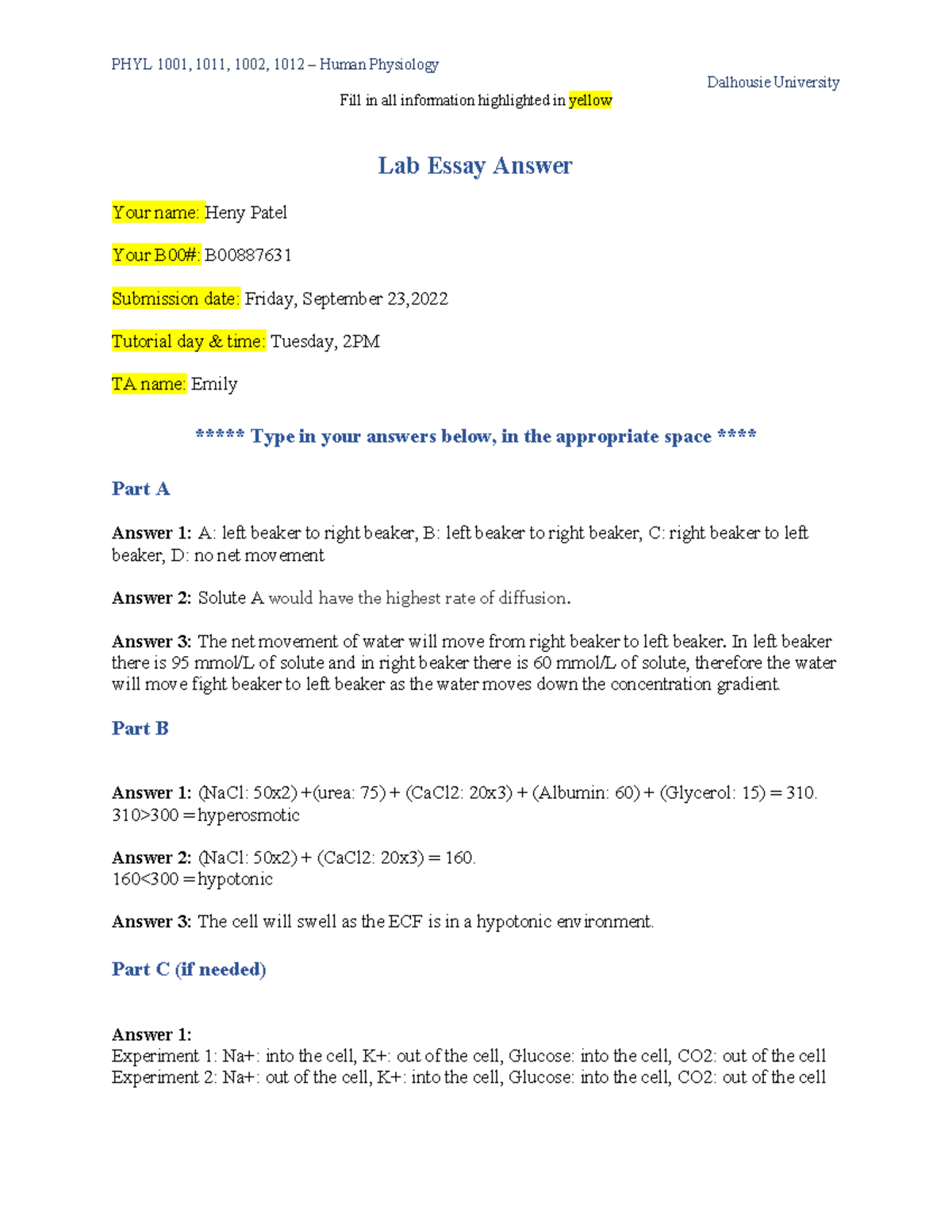PHYL 1001, 1011, 1002, 1012 – Lab 1 Essay Questions Answers - Studocu