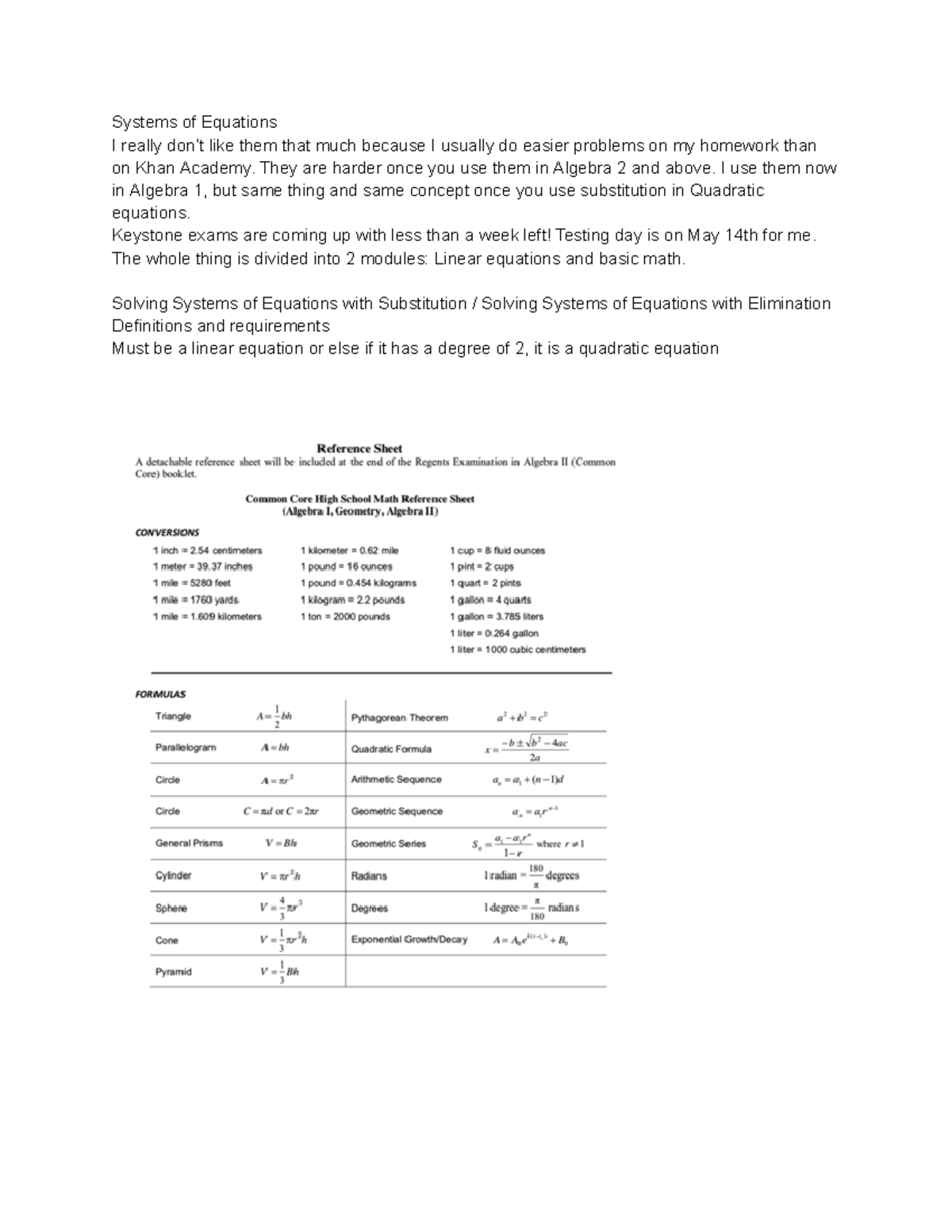 Algebra 1: Systems of Equations Overview & Keystone Prep Guide - Studocu