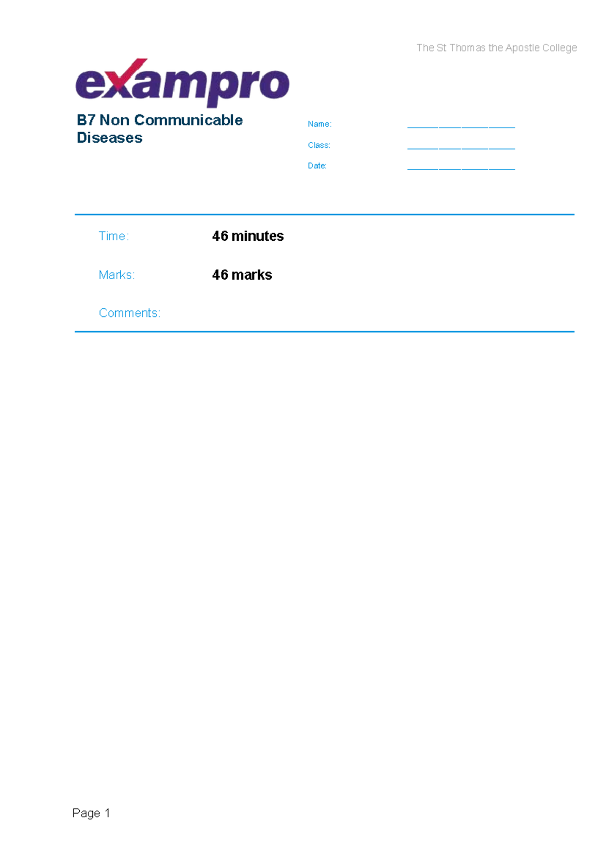 B7 Non Communicable Diseases Exam Questions and Answers - Studocu