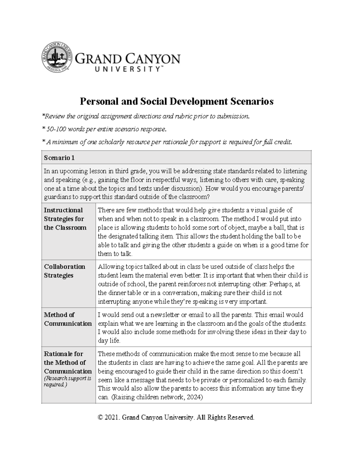 Personal & Social Development Scenarios 2: Strategies for Classroom ...