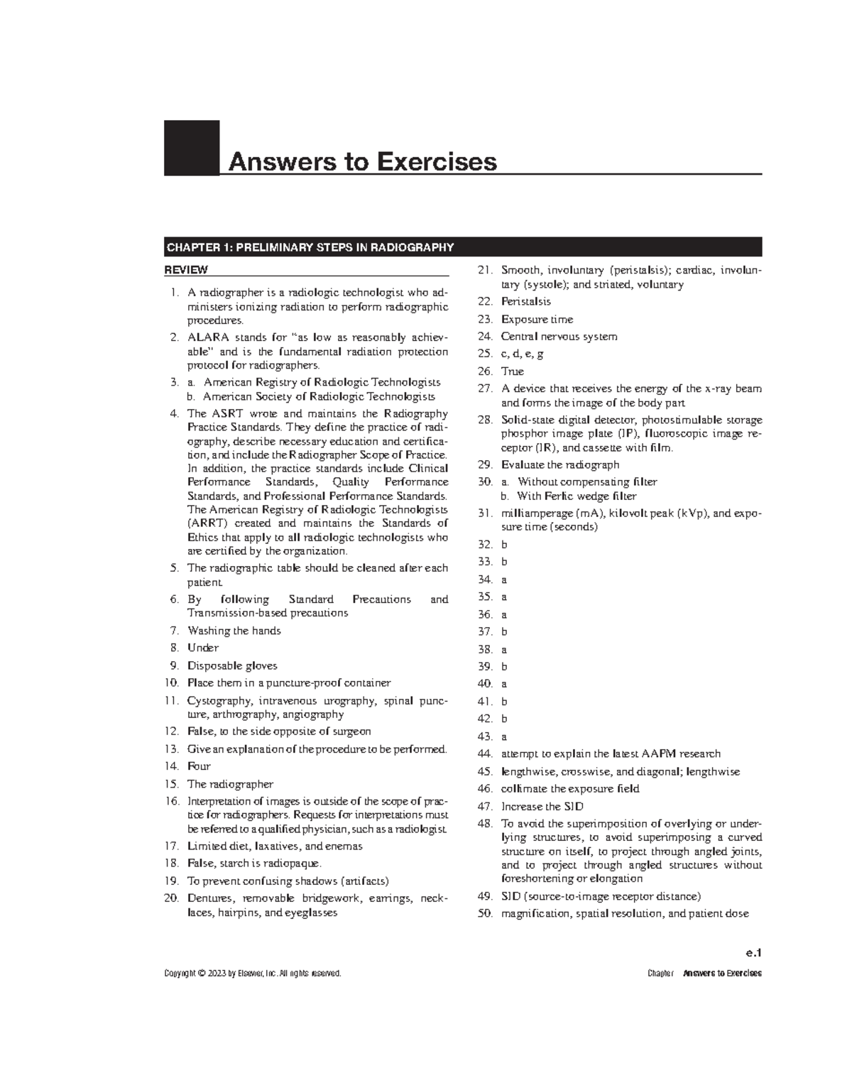 Ch 1, 2, 5 - Answers to Exercises on Upper Extremities Radiography ...