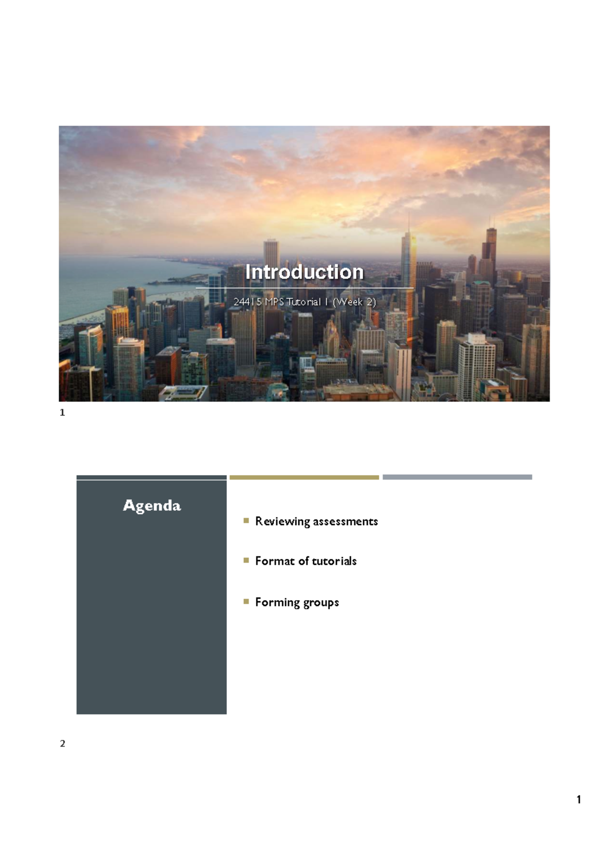 MPS 24415 Tutorial 1: Introduction and Assessment Overview - Studocu