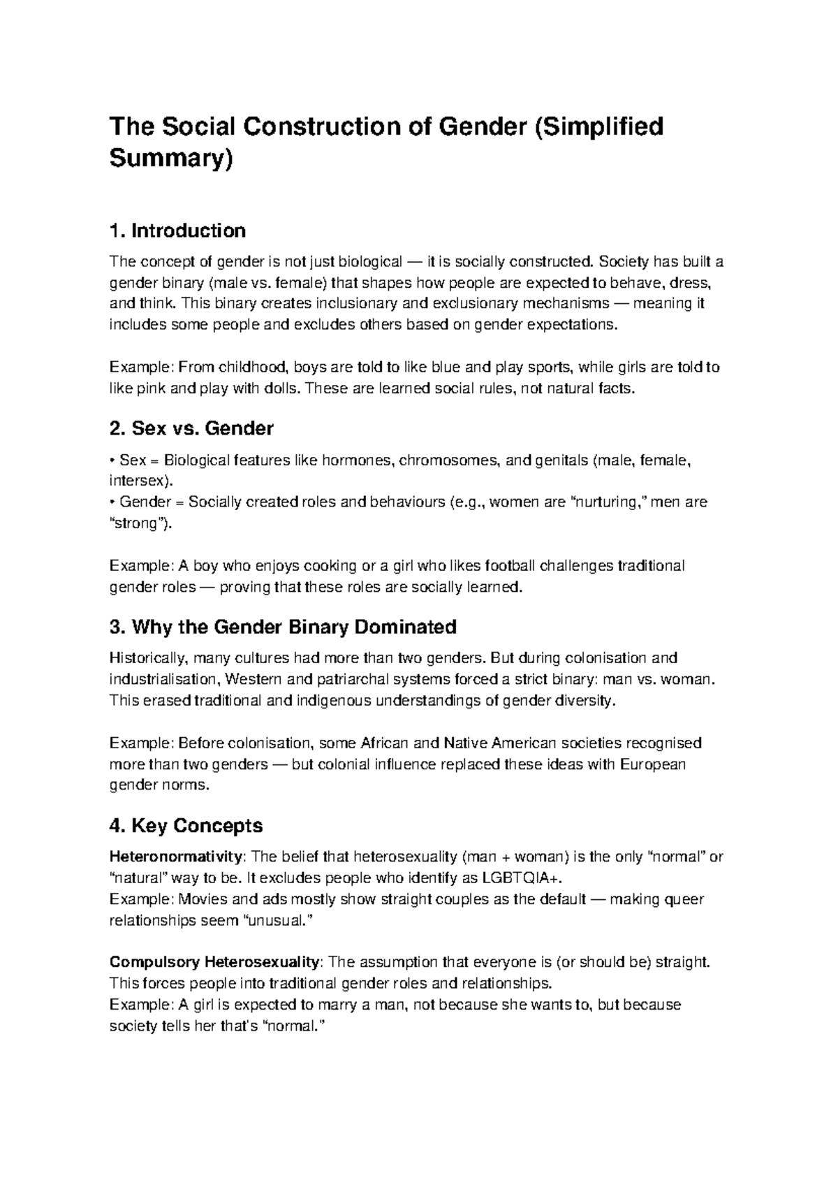 Social Construction of Gender: A Simplified Overview - Studocu
