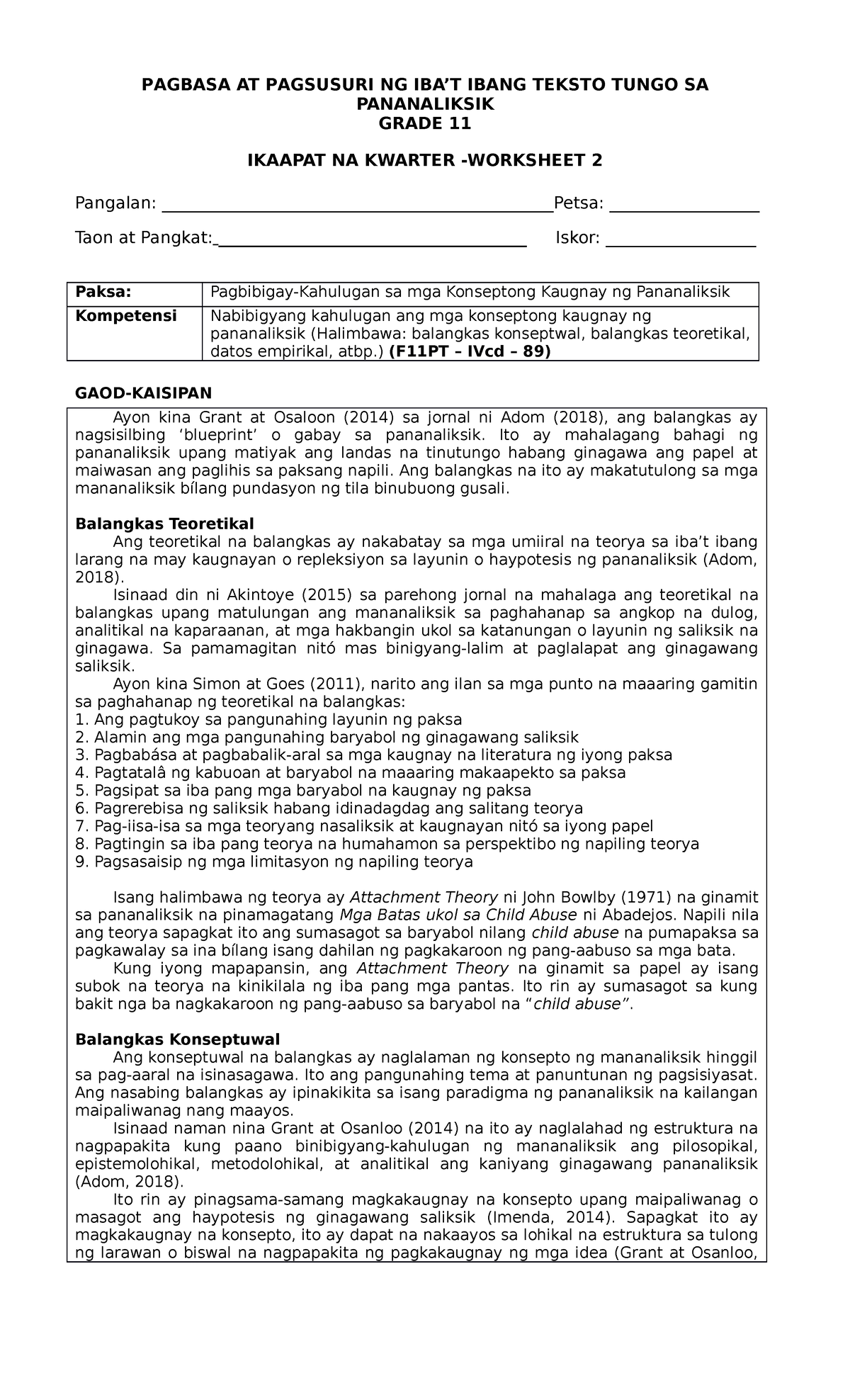 Pagbasa-at-Pagsusuri-Quarter 4-Week 2 Final Answer keys - PAGBASA AT ...
