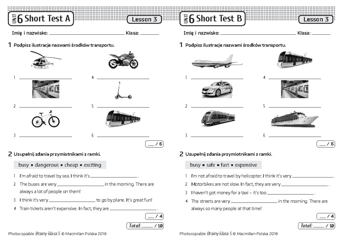 671674069 Brainy 5 Unit 6 Lesson 3 Short Tests A & B - Studocu